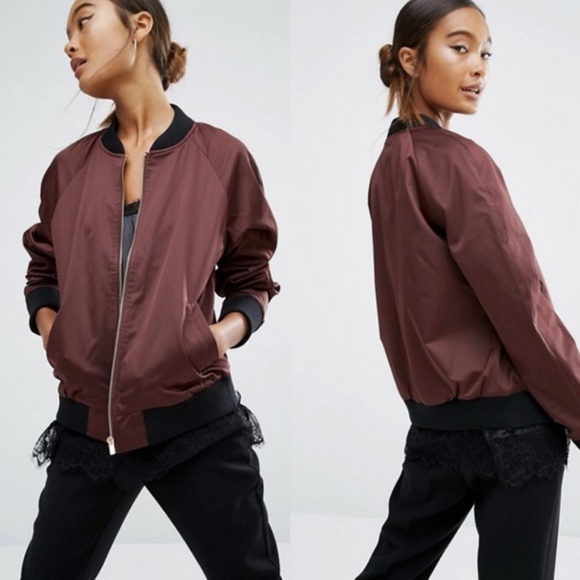 ASOS | Jackets & Coats | Asos First I Satin Piping Bomber Jacket | Poshmark